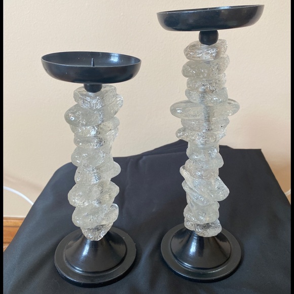 Home Interiors | Accents | Pair Of 2 Black Acrylic Melting Ice ...